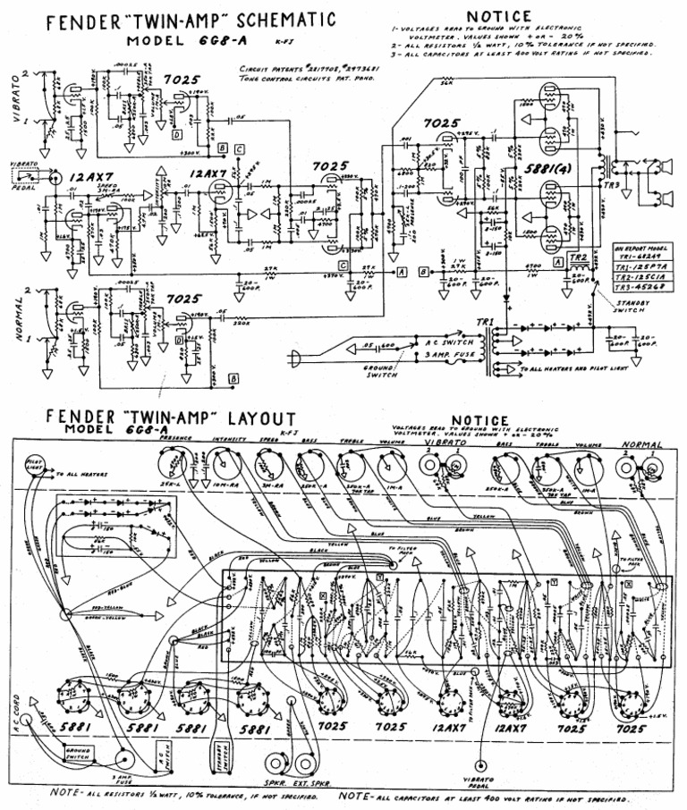 Fender Twin 6G8A Schematic | PDF