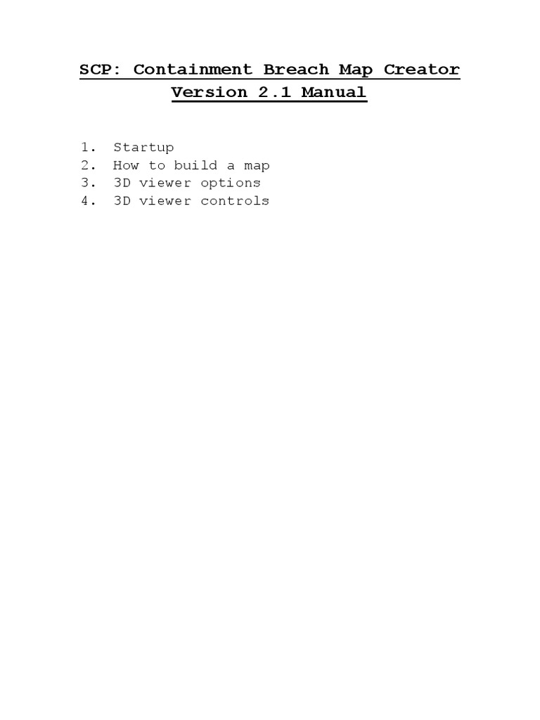 SCP: Containment Breach Map Creator Version 2.1 Manual | PDF | 3 D ...