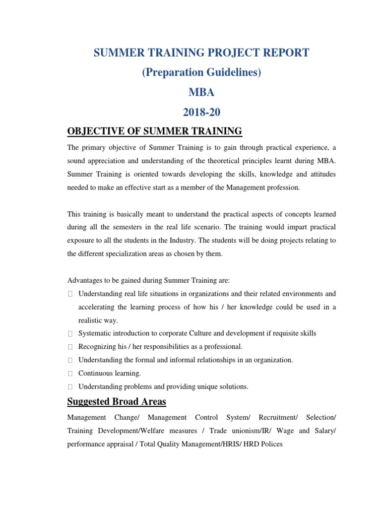 Summer Training Guidelines | PDF | Data Analysis | Marketing Strategy