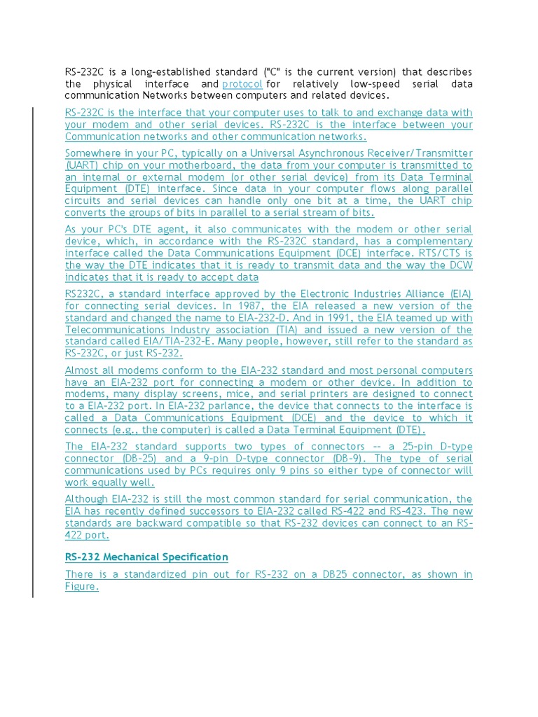 Protocol: RS-232 Mechanical Specification | PDF | Computer Networking ...