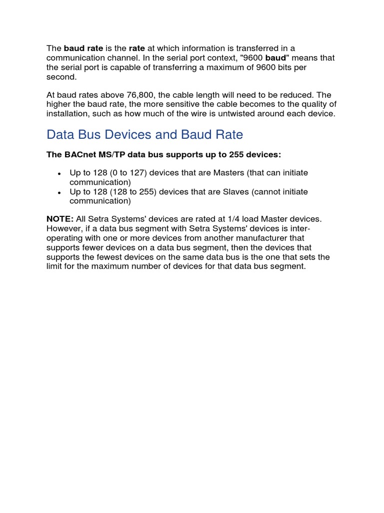 Data Bus Devices and Baud Rate | PDF