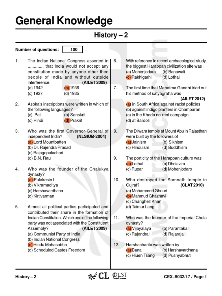 General Knowledge: History - 2 | PDF | Gautama Buddha | South Asia