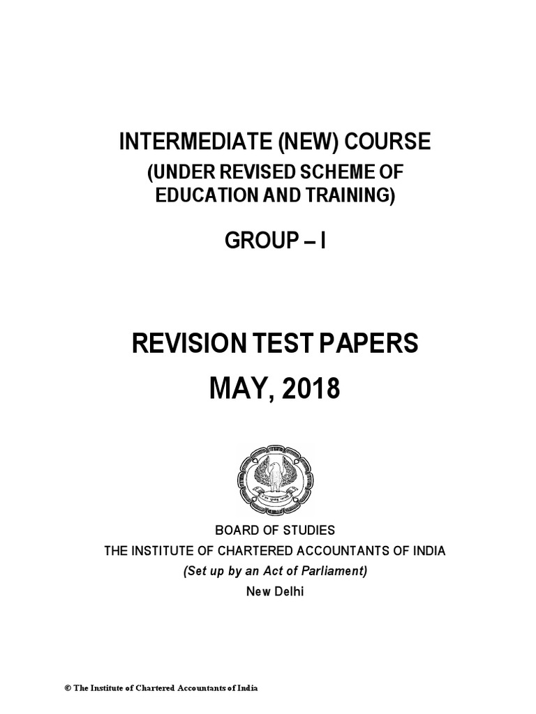 Revision Test Papers: Intermediate (NEW) Course | PDF | Debits And ...