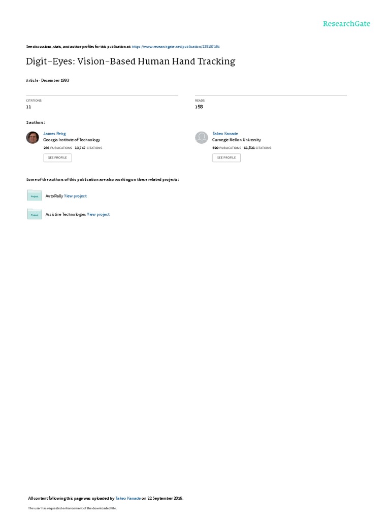 Digit-Eyes Vision-Based Human Hand Tracking | PDF | 3 D Computer ...