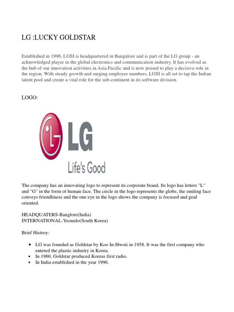 Lg:Lucky Goldstar: Logo | PDF