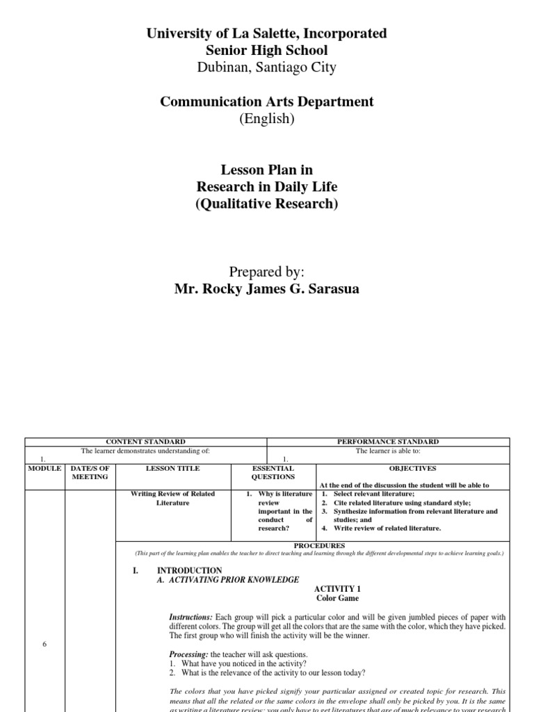Module 6 Review of Related Literature | PDF | Rubric (Academic ...
