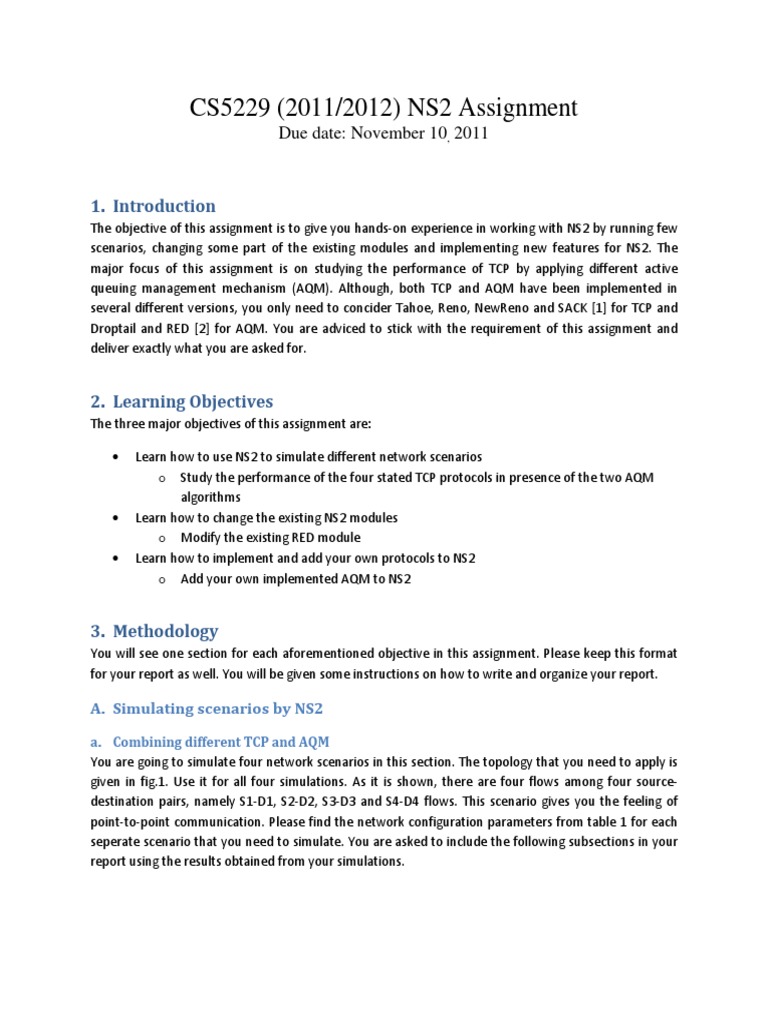 NS2 TCP and AQM Performance Analysis | PDF | Transmission Control ...