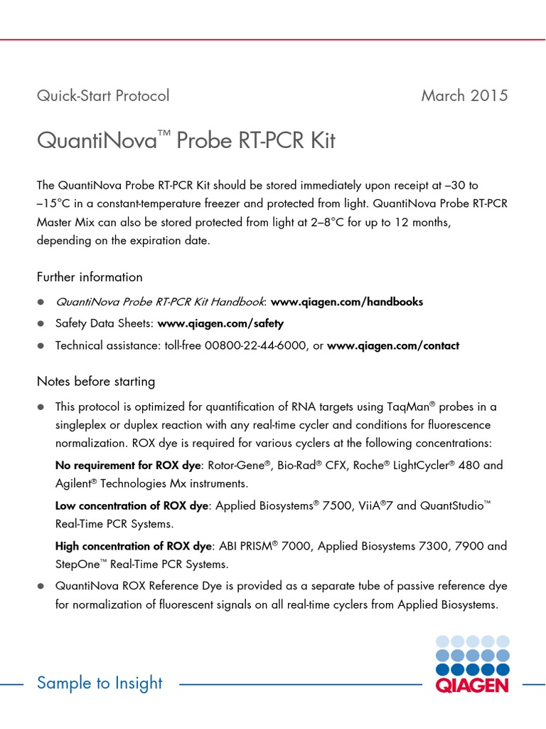 HB 1927 1090923 LL Quantinova Probe RT PCR Kit 0315 WW | PDF | Real ...