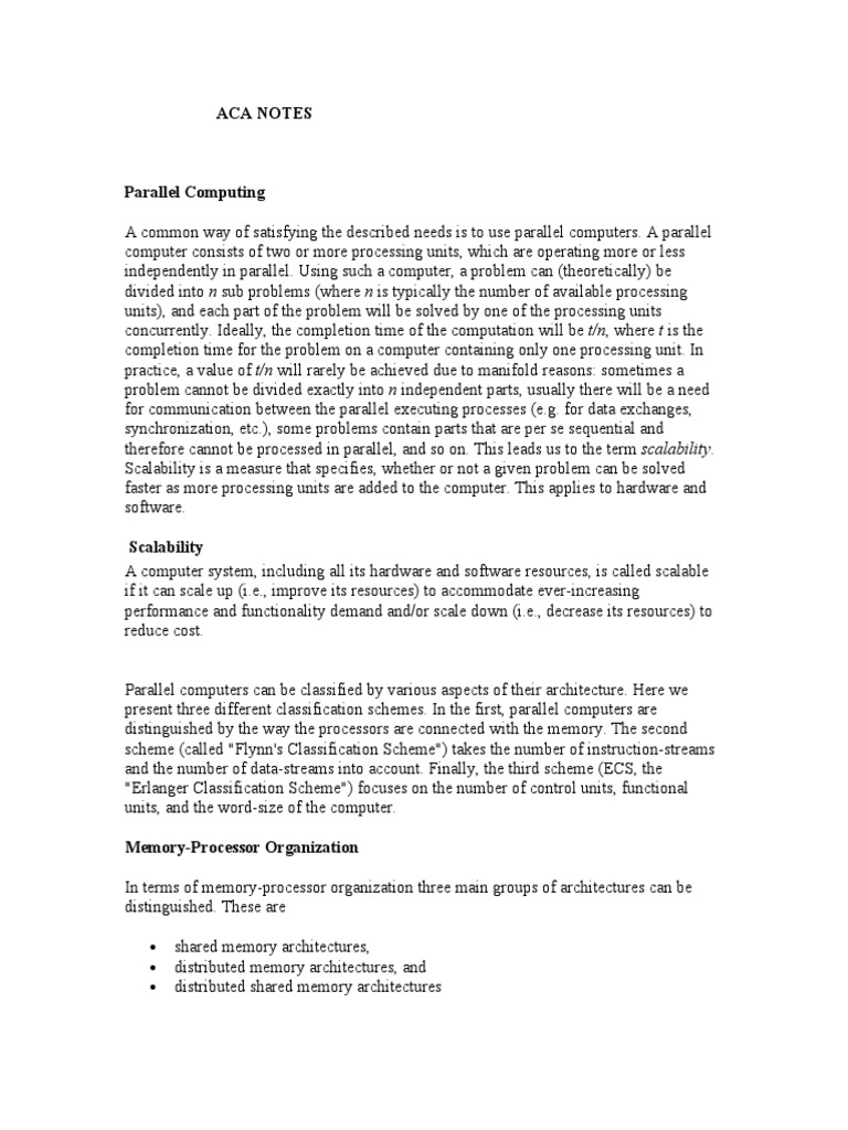 Aca Notes | PDF | Cpu Cache | Parallel Computing
