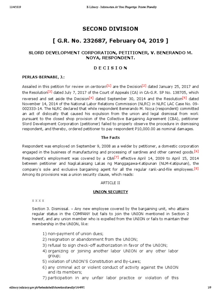 Slord Development V Noya | PDF | Trade Union | Employment