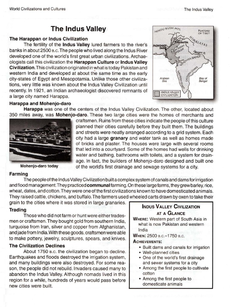 The Indus Valley Worksheet | PDF