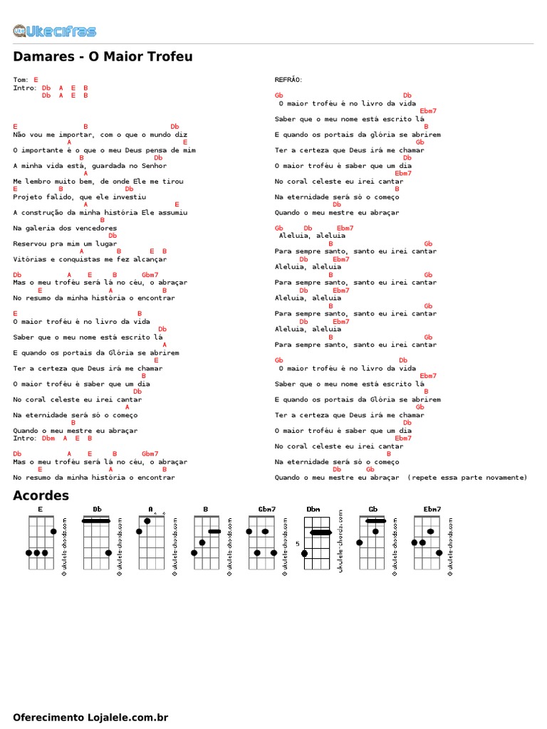 Damares - O Maior Trofeu (Uke Cifras) | PDF | Santo | Entretenimento (geral)