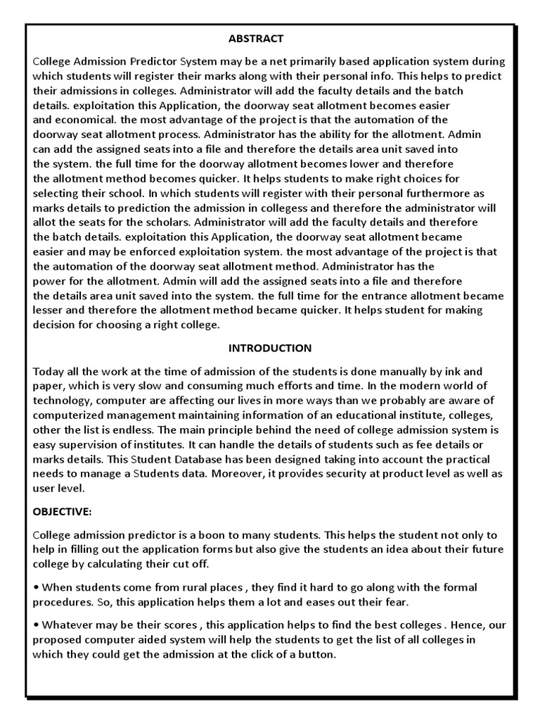 College admission predictor system automates application process | PDF ...