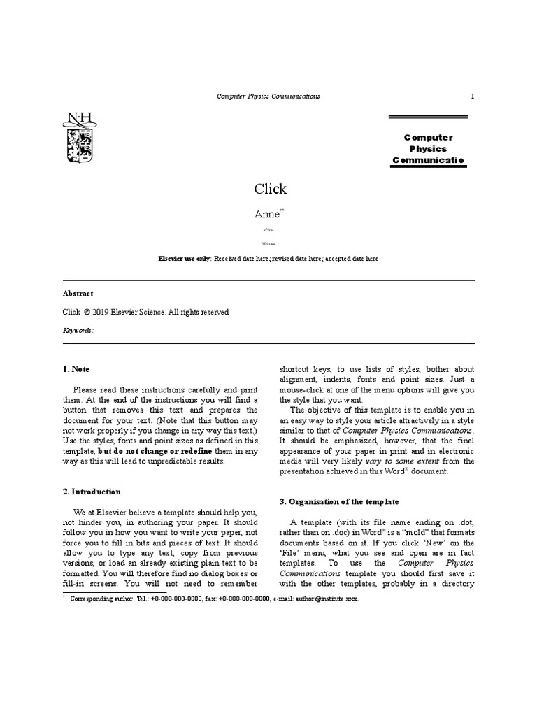 Elsvier Template For Journal | PDF | Menu (Computing) | Menu
