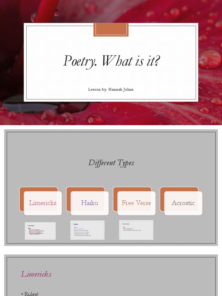 Types of Poetry: Limericks, Haikus & More | PDF | Limerick (Poetry ...
