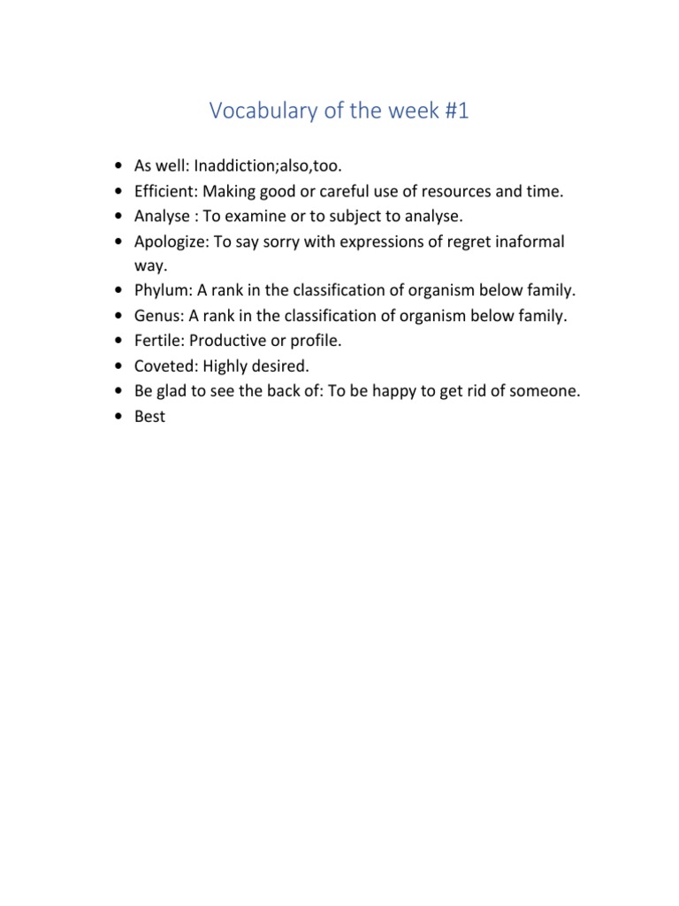 Vocabulary of The Week | PDF