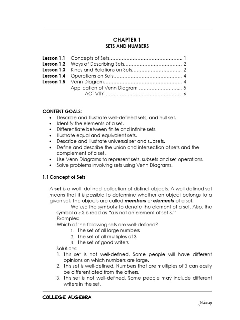 General Math - Chapter 1 PDF | PDF | Set (Mathematics) | Integer