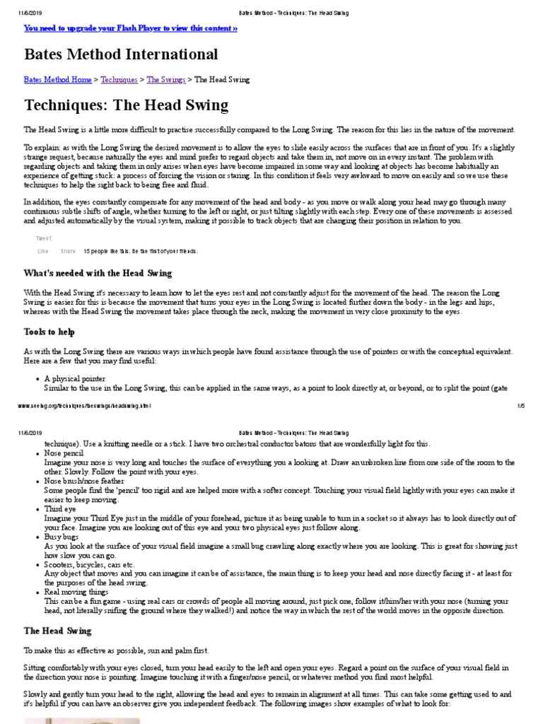 Bates Method - Techniques - The Head Swing | PDF | Eye | Cognitive Science