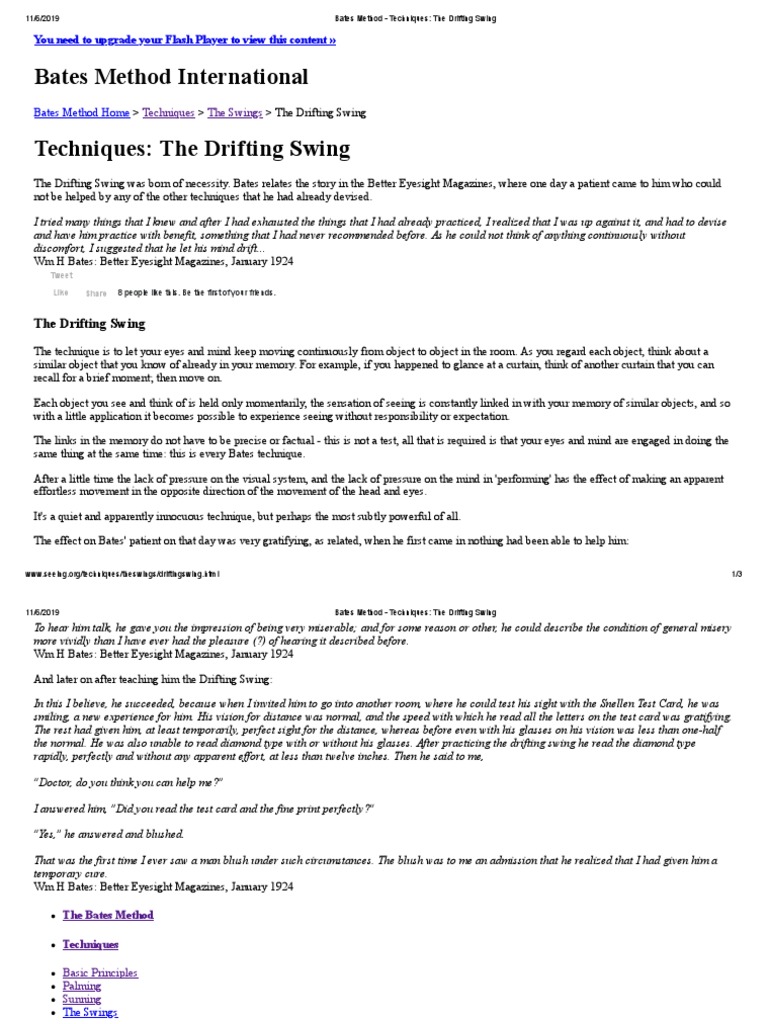 Bates Method - Techniques - The Drifting Swing | PDF | Neuropsychology ...