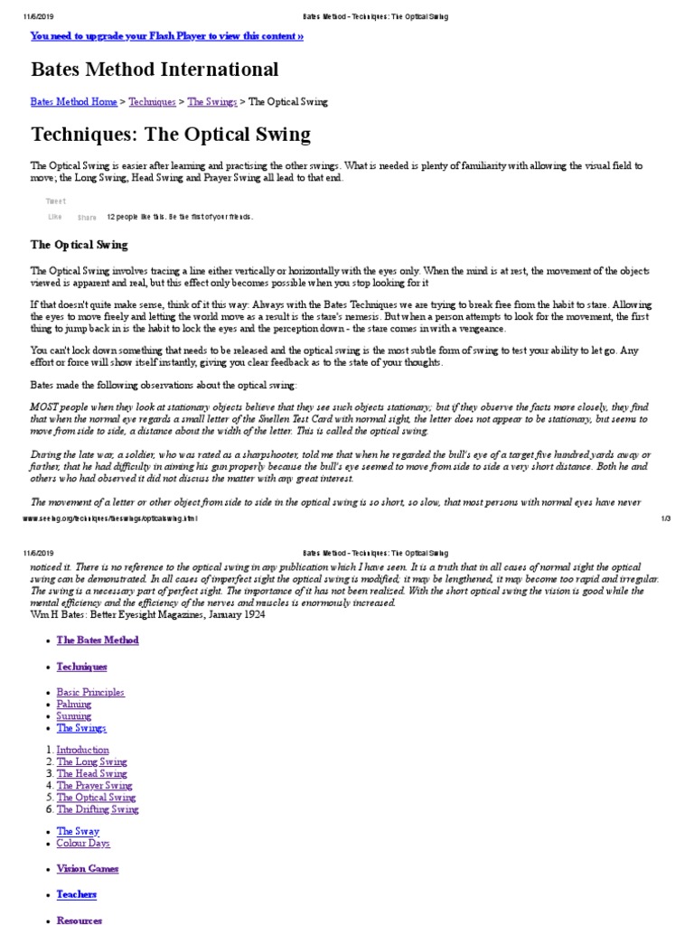 Bates Method - Techniques - The Optical Swing | PDF | Visual Perception ...
