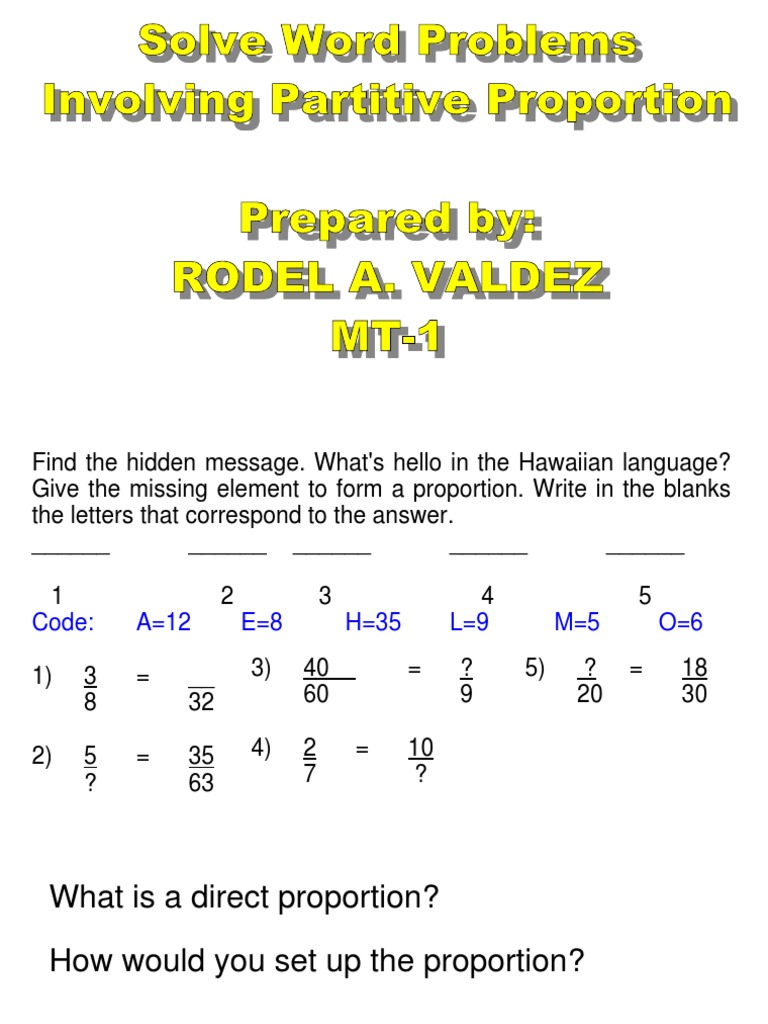 Partitive Proportion | PDF | Teaching Mathematics