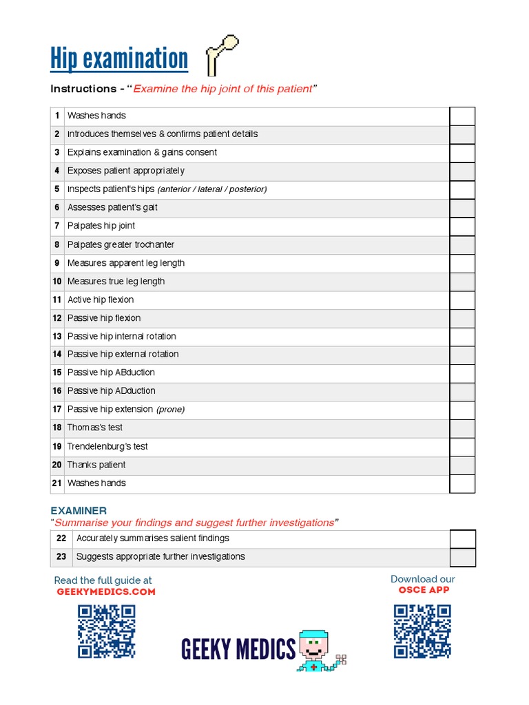 Hip Joint Examination Guide | PDF