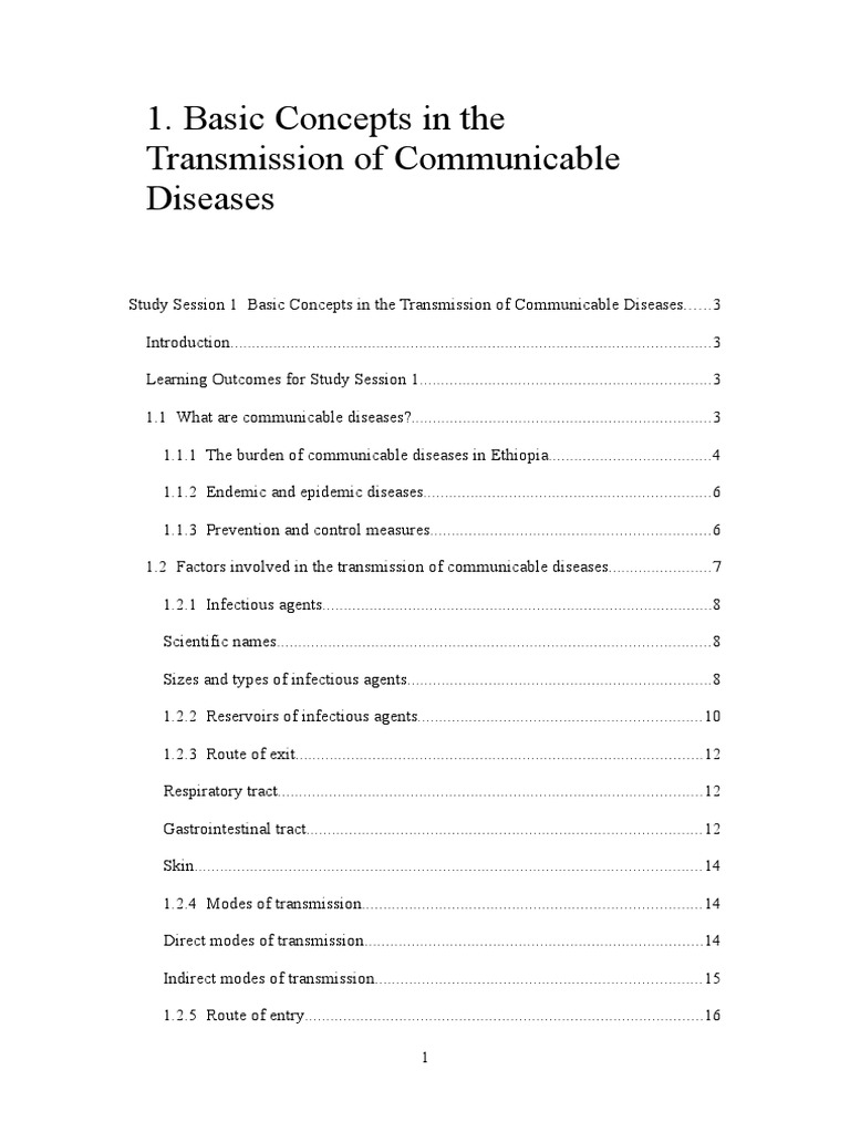 Basic Concepts in The Transmission of Communicable Diseases | PDF ...
