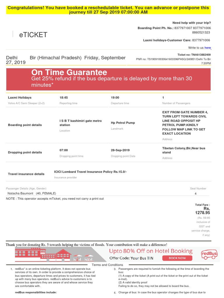Bus Ticket Details for Travelers | PDF | Ticket (Admission) | Baggage