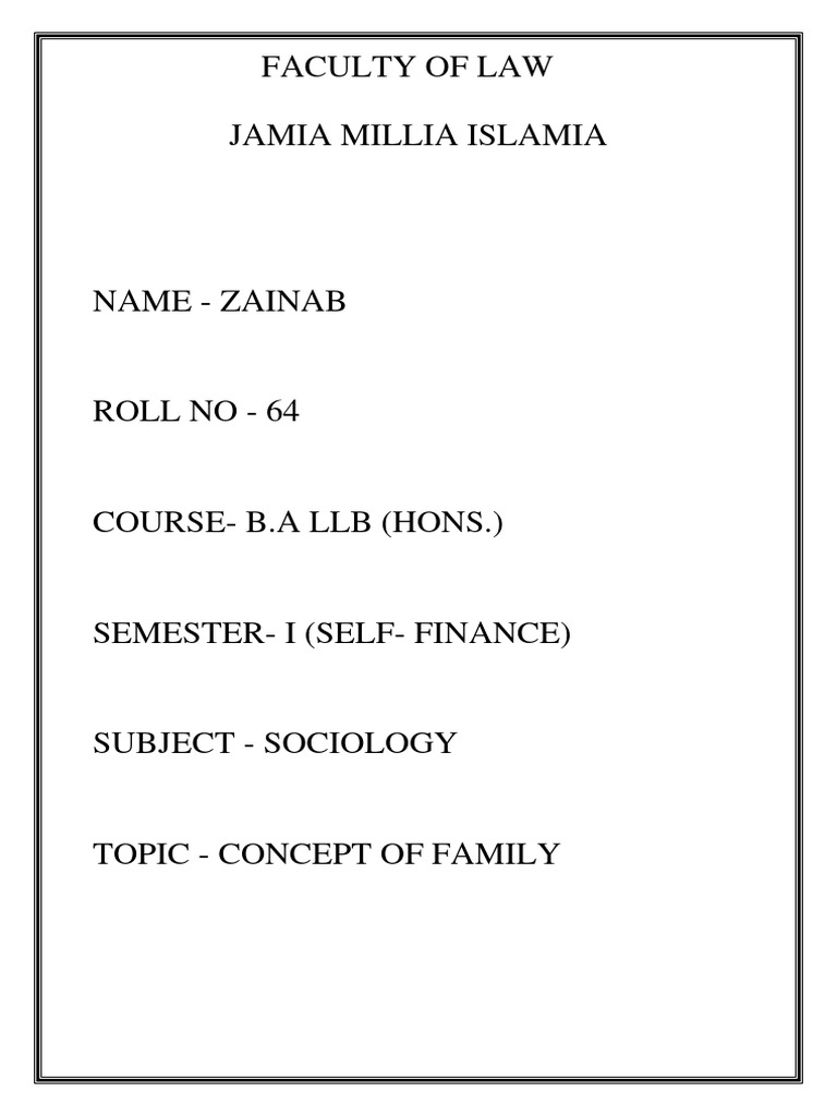 Sociology Project Zainab | PDF | Family | Marriage