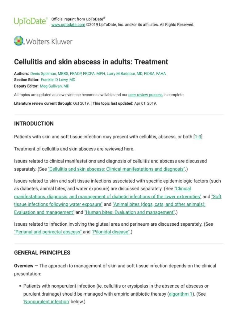 Cellulitis and Skin Abscess in Adults - Treatment - UpToDate | PDF ...