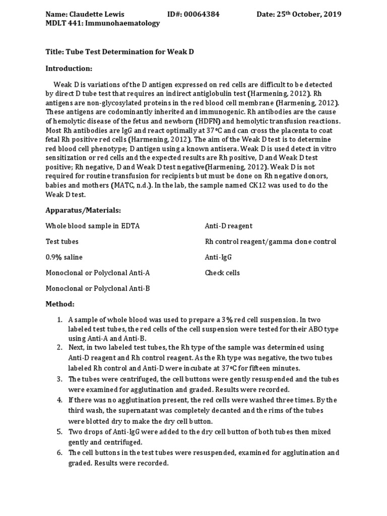 Weak D | PDF | Immunology | Animal Physiology