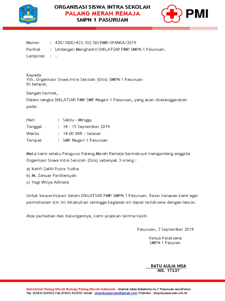 Surat Undangan Osis | PDF