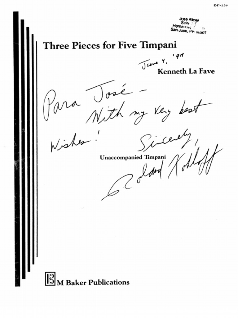 3 Pieces For 5 Timpani La Fave | PDF