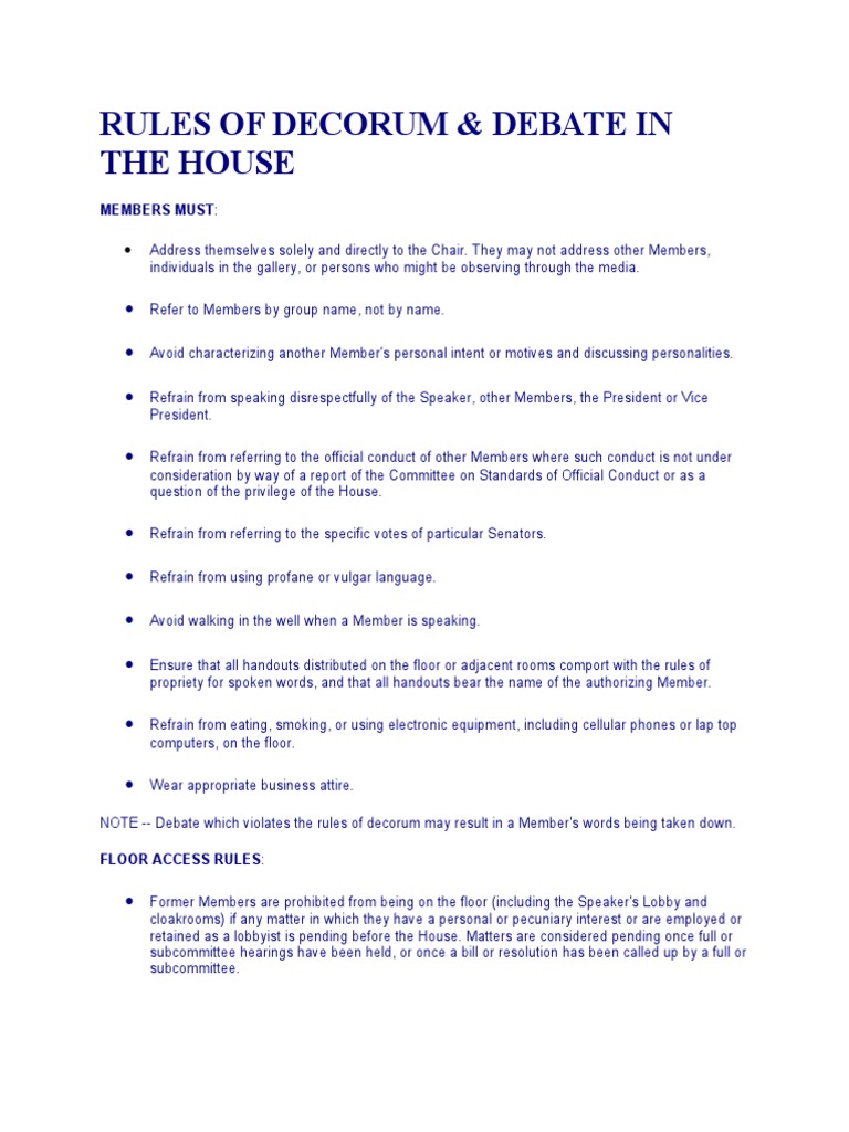 Rules of Decorum | PDF