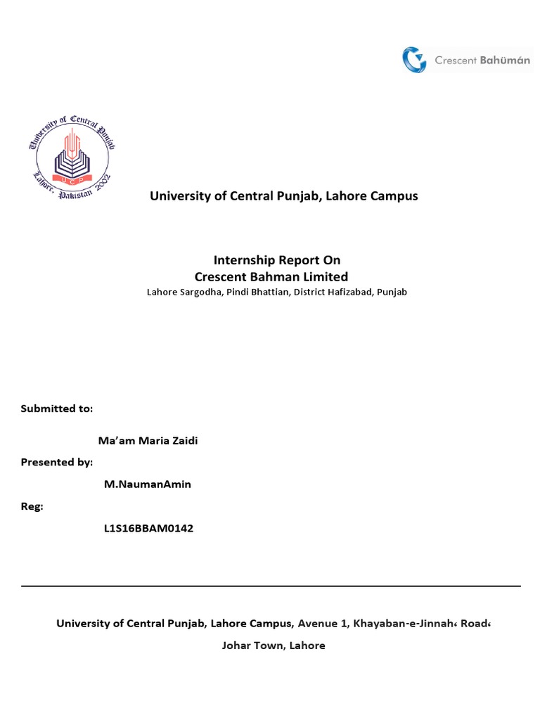 University of Central Punjab Internship Report | PDF | Human Resource ...