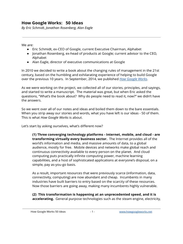 How Google Works: 50 Ideas | PDF | Decision Making | Creativity