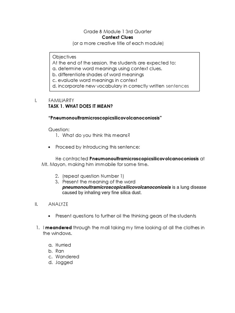 Module 1 (Context Clues) | PDF | Cognition | Cognitive Science