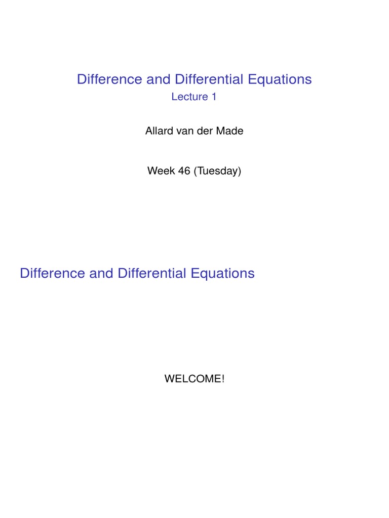 Differential Difference Equations | PDF | Stability Theory | Recurrence ...