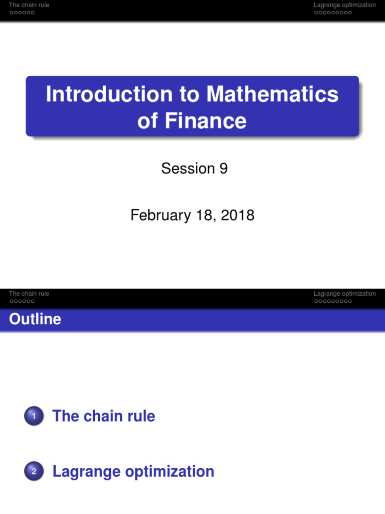 Session 9 2018 | PDF | Derivative | Mathematical Optimization