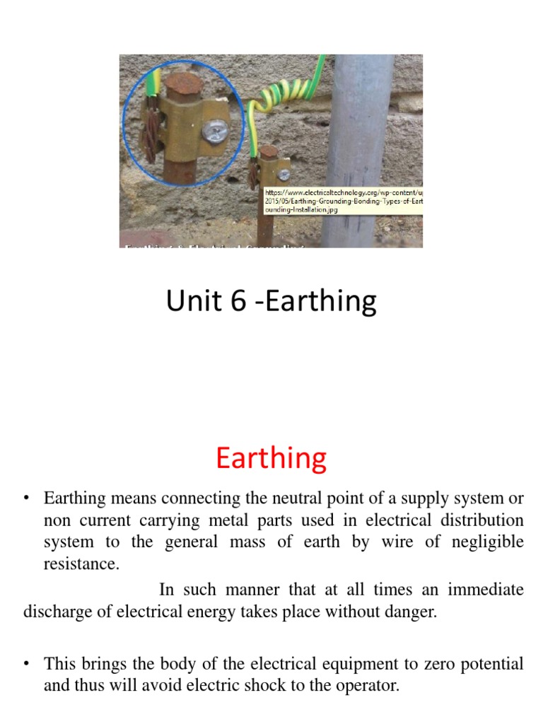 Unit 6 - Earthing | PDF | Equipment | Components