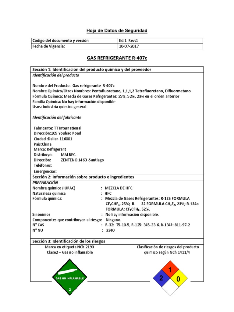 02 HDS Gas 407 | PDF | Oxígeno | Agua