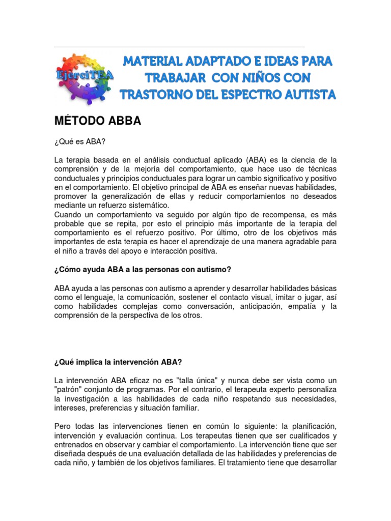 Metodo Aba | PDF | Espectro autista | Comportamiento