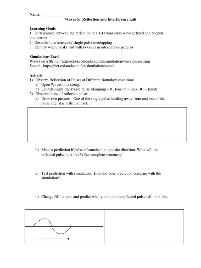 Waves 5 Reflection and Interference Lab Phet | PDF | Waves | Optics
