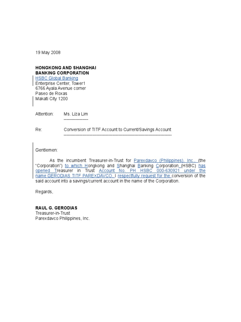 Conversion TITF Letter | PDF