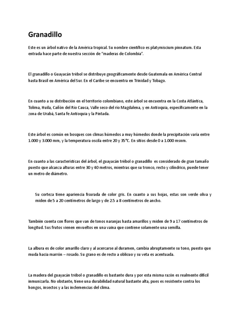 Madera de Granadillo: Usos y Características | PDF | Arboles | Madera