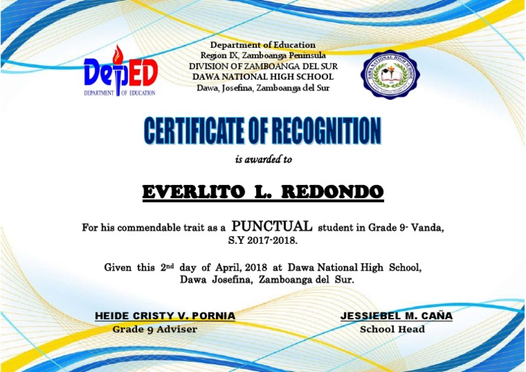 Meritorious Certificate | PDF