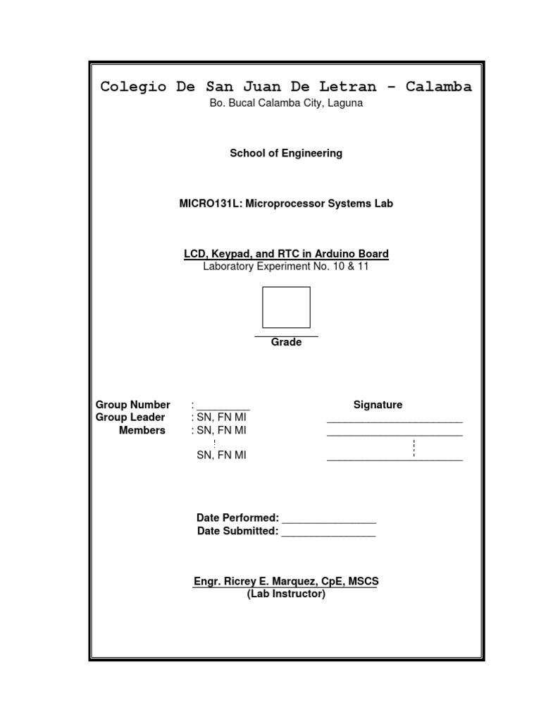 Arduino LCD Keypad RTC Lab Experiment | PDF | Arduino | Fahrenheit
