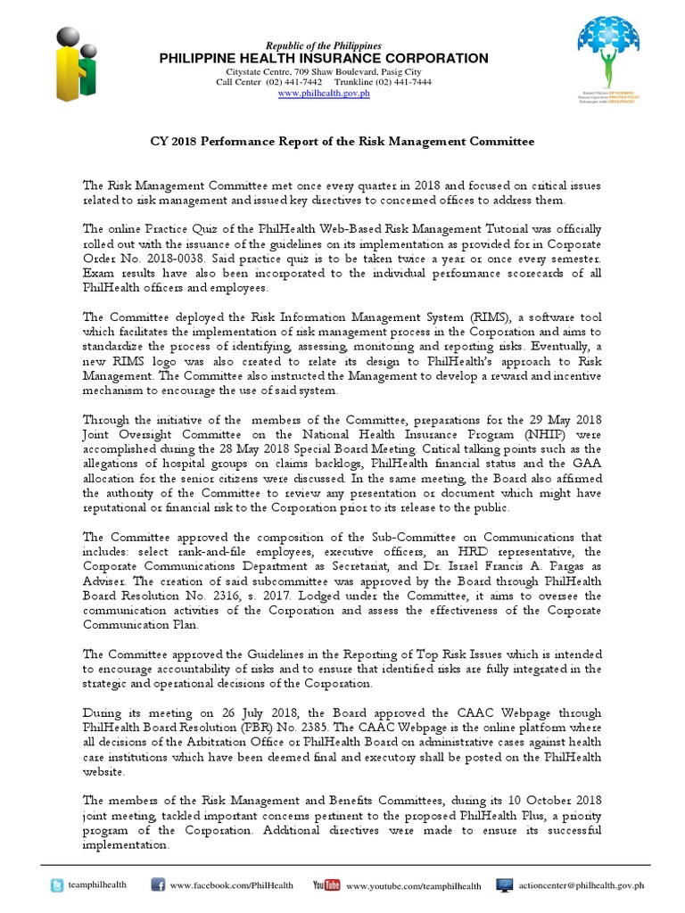 Philippine Health Insurance Corporation | PDF | Risk Management ...