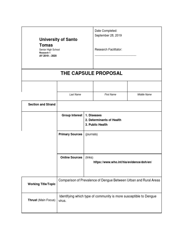 University of Santo Tomas: The Capsule Proposal | PDF | Mosquito ...