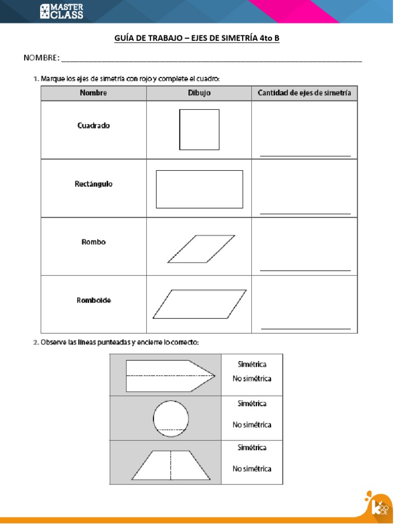 Guía Ejes de Simetría 4to B | PDF | Finanzas y dinero